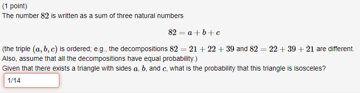 Solved The number 82 is written as a sum of three natural | Chegg.com