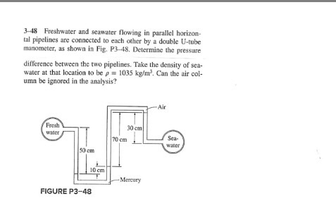 Solved 3-48 Freshwater and seawater flowing in parallel | Chegg.com