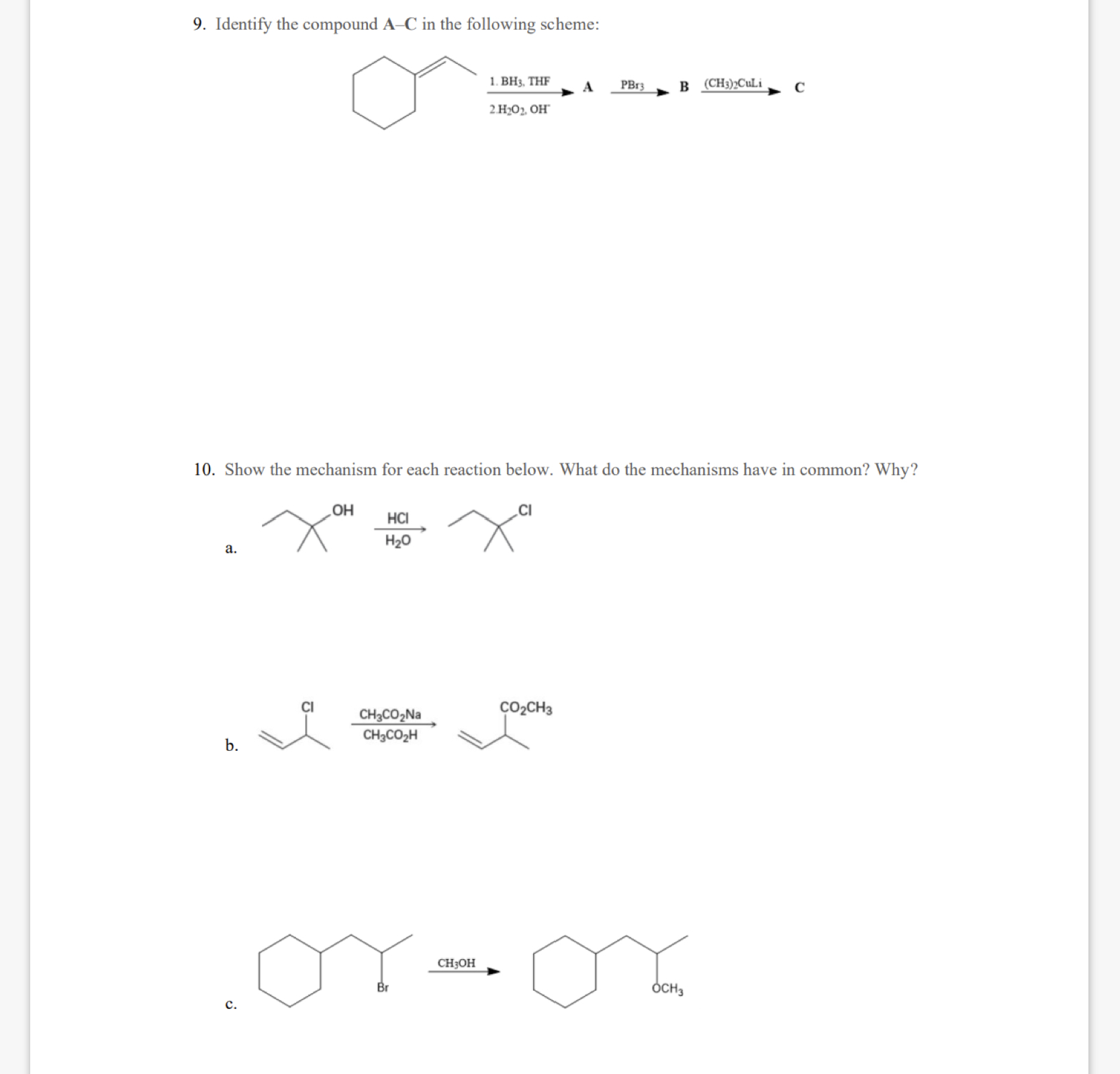 Solved 9. Identify the compound \\( \\mathbf{A}-\\mathbf{C} | Chegg.com