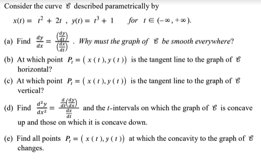 Solved Consider the curve described parametrically by x(t) = | Chegg.com