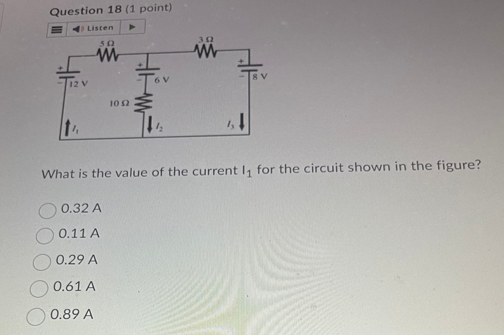 Solved What is the value of the current I1 for the circuit | Chegg.com