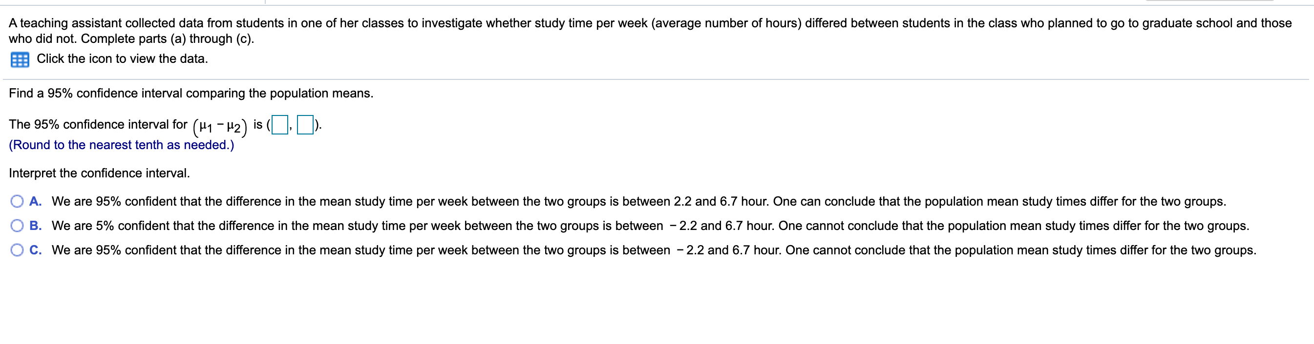 Solved A teaching assistant collected data from students in | Chegg.com