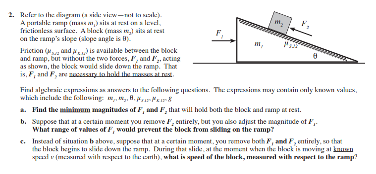 Solved 2. Refer to the diagram (a side view- A portable ramp | Chegg.com