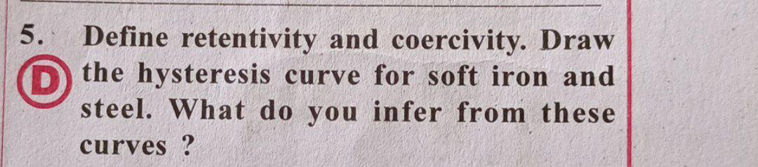 Solved 5. D Define retentivity and coercivity. Draw the | Chegg.com