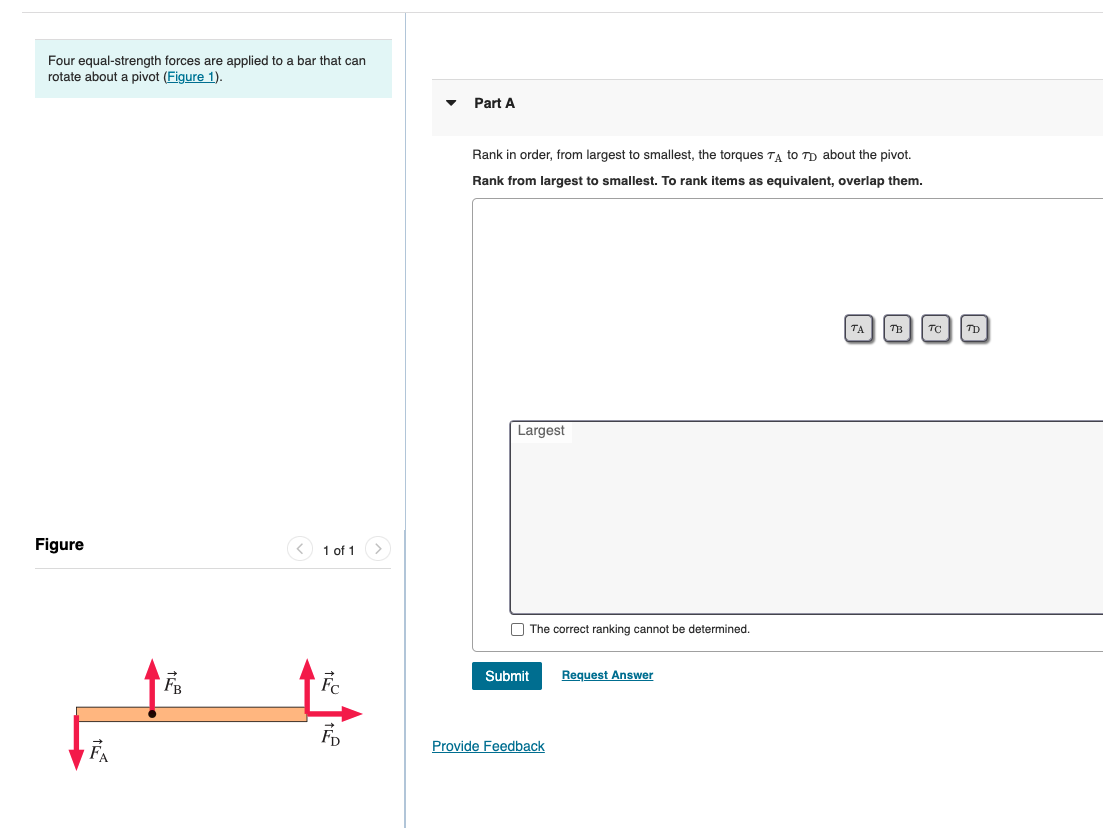 Solved Four equal-strength forces are applied to a bar that | Chegg.com