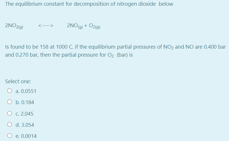 Solved The equilibrium constant for decomposition of | Chegg.com