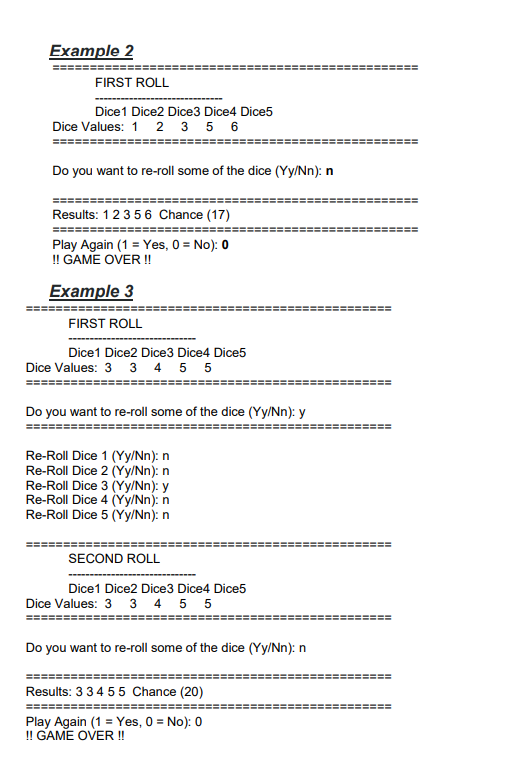 Solved Programming Assignment Simple Yahtzee The program you | Chegg.com