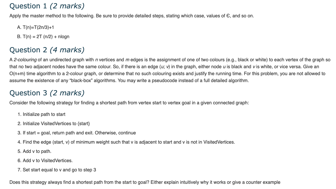 Solved Question 2 (4 ﻿marks)A 2-colouring of an undirected | Chegg.com