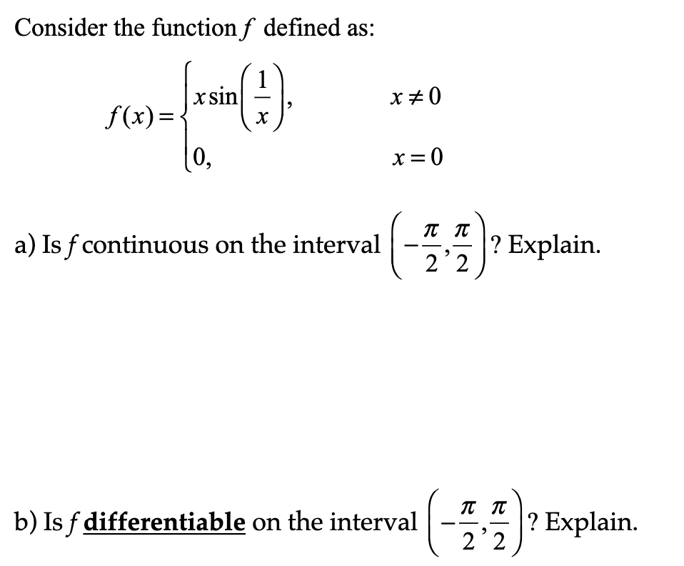 Solved Consider the function \\( f \\) defined as: \\[ | Chegg.com