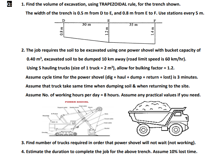Solved Q: 1. Find the volume of excavation, using | Chegg.com