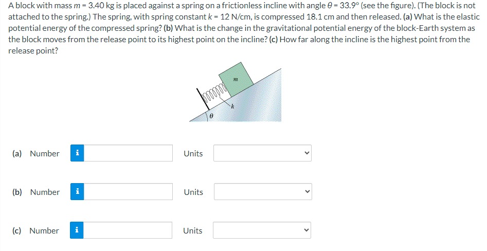 Solved A block with mass m=3.40 kg is placed against a | Chegg.com