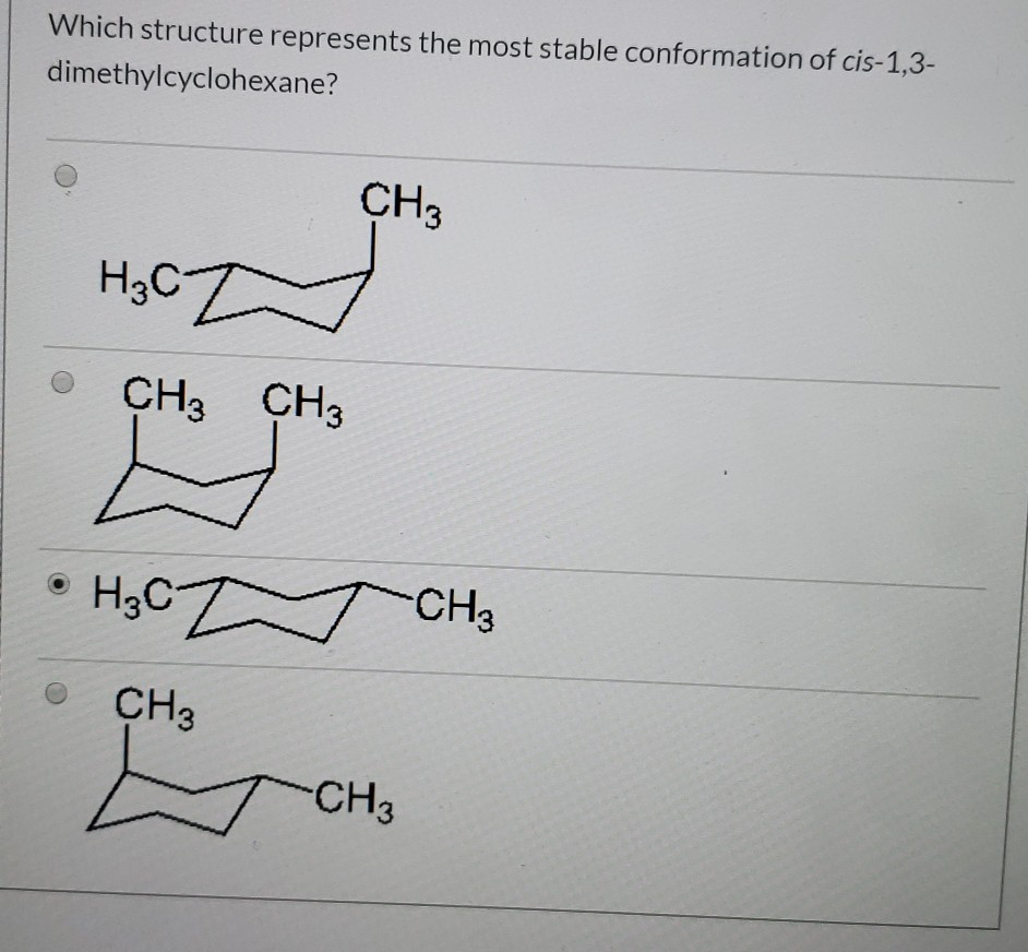Solved Which structure represents the most stable | Chegg.com