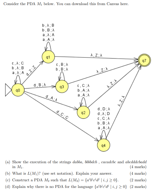 [Solved]: Consider the PDA ( M_{1} ) below. You can down