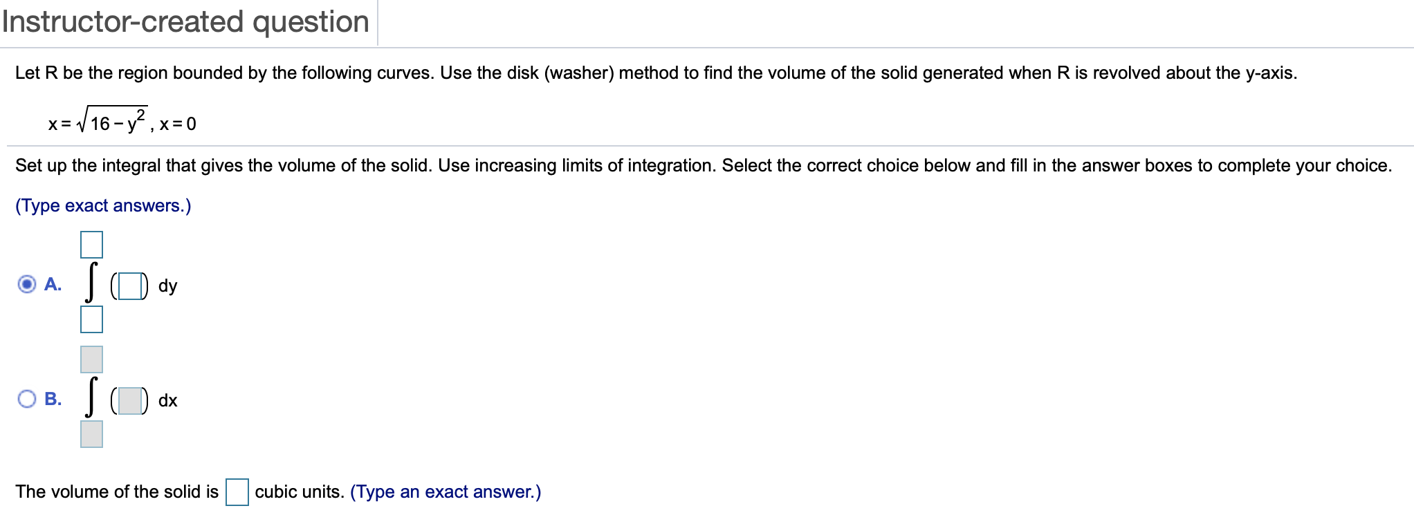 Solved Instructor-created question Let R be the region | Chegg.com