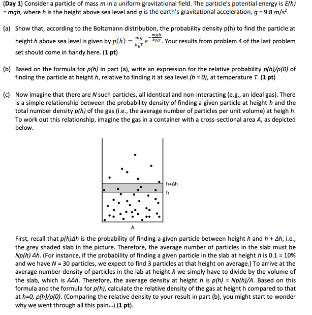 Solved (Day 1) Consider a particle of mass m in a uniform | Chegg.com
