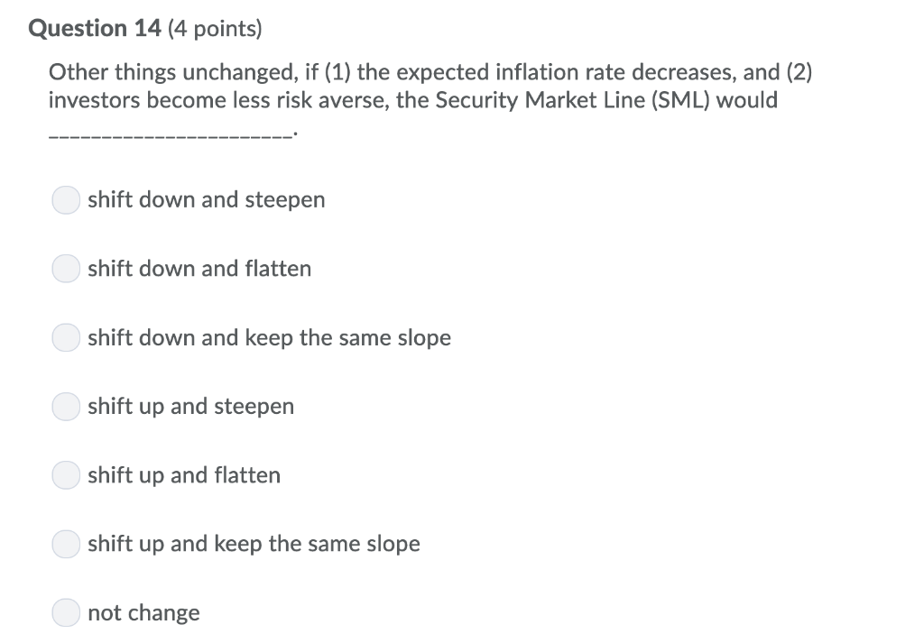 Solved Question 14 (4 points) Other things unchanged, if (1) | Chegg.com