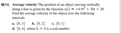 Solved 114. Average velocity The position of an object | Chegg.com