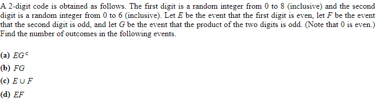 Solved A 2-digit code is obtained as follows. The first | Chegg.com