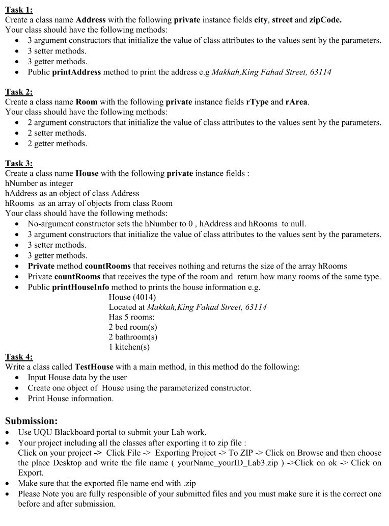 Solved Task 1: Create a class name Address with the | Chegg.com