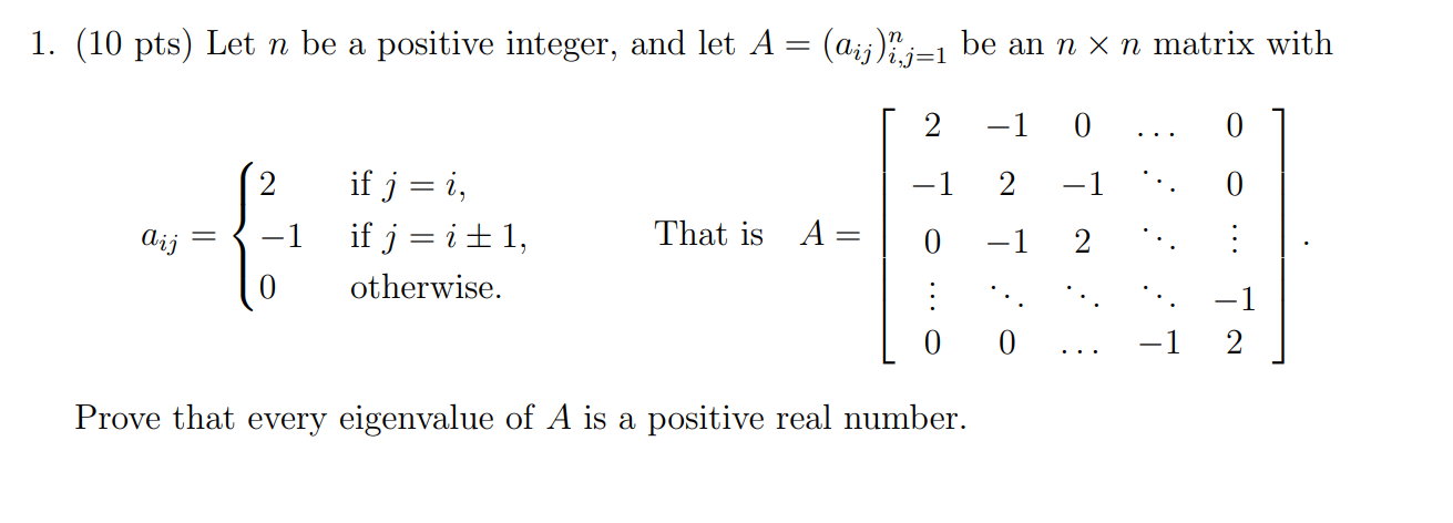1. (10 pts) Let n be a positive integer, and let | Chegg.com