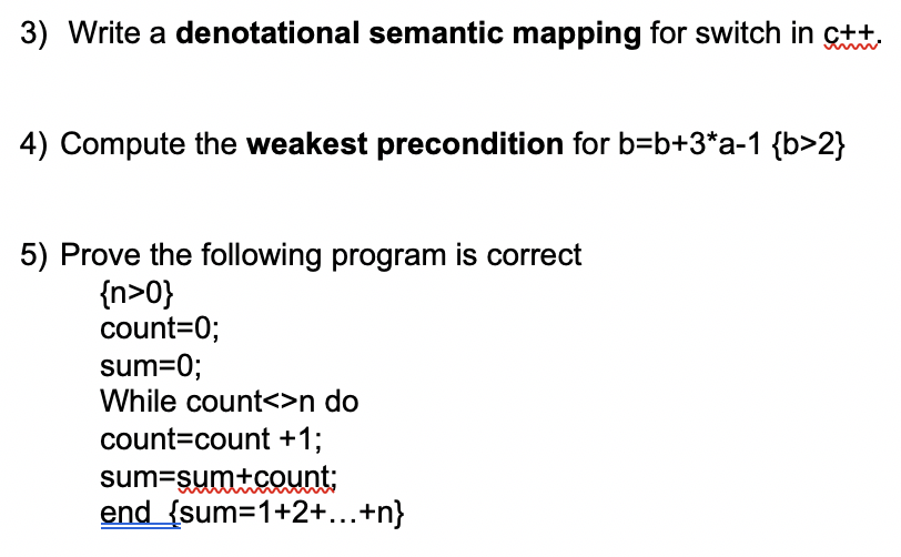 Solved 3) Write a denotational semantic mapping for switch | Chegg.com