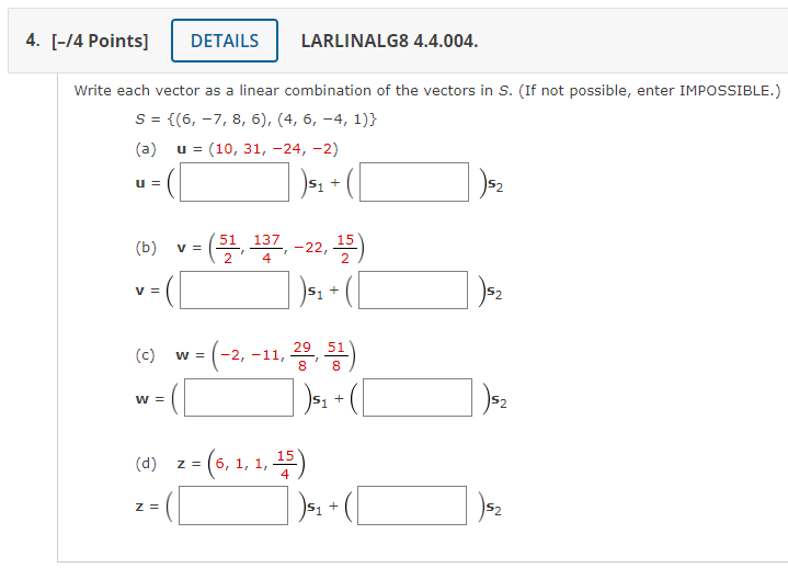 Solved Write each vector as a linear combination of the | Chegg.com