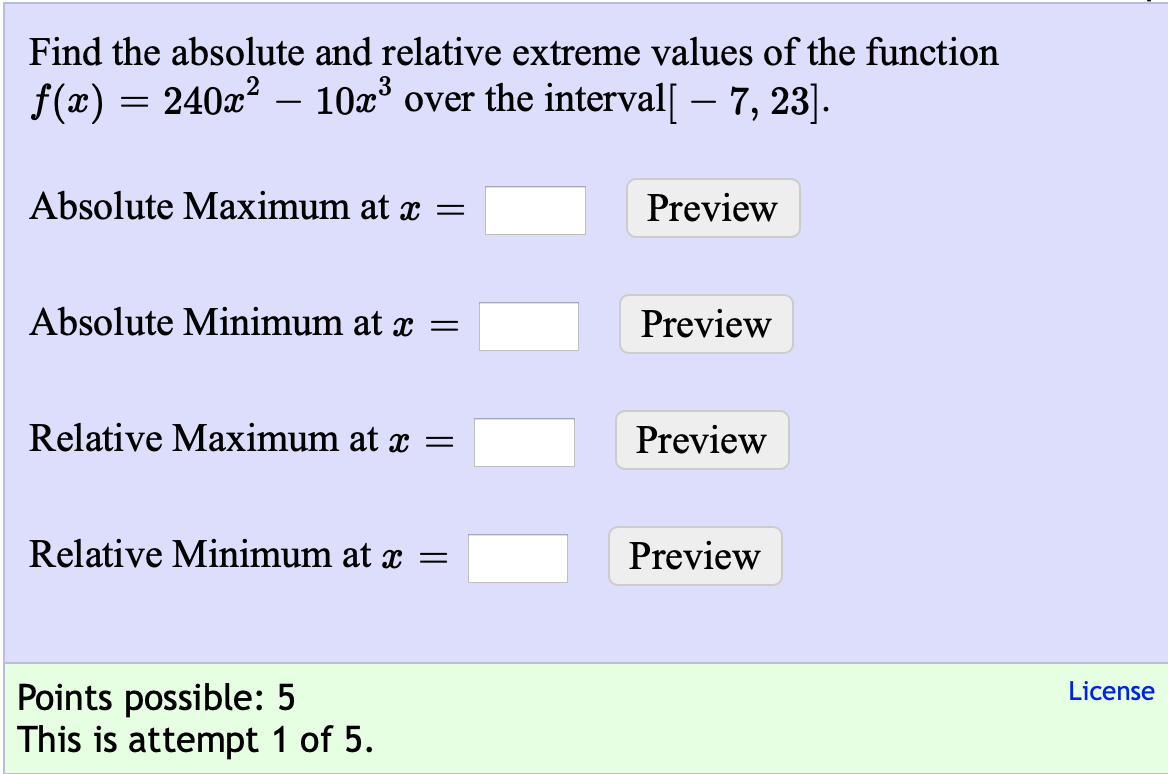 Solved Find the absolute and relative extreme values of the | Chegg.com