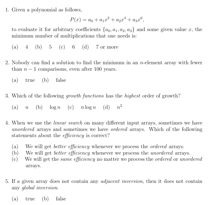 Solved 1. Given a polynomial as follows, | Chegg.com