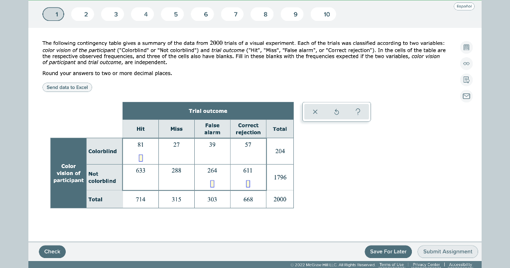 Solved Espanol 1 2 3 3 4 5 6 7 8 9 10 The following | Chegg.com