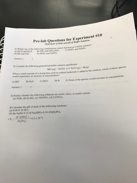 Solved Pre-lab Questions for Experiment #10 Rydrolysis of | Chegg.com