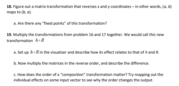 Solved 18. Figure out a matrix transformation that reverses | Chegg.com