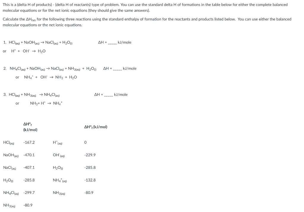 Solved This is a (delta H of products) - (delta H of | Chegg.com