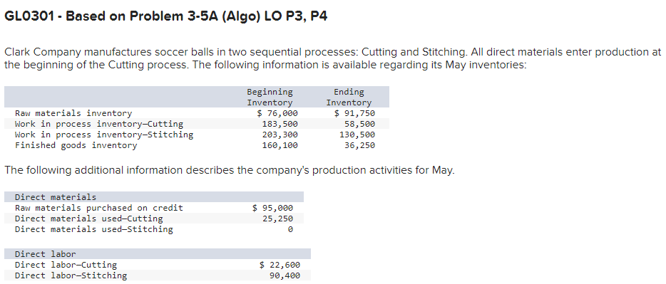 GL0301 - Based on Problem 3-5A (Algo) LO P3, P4 Clark | Chegg.com