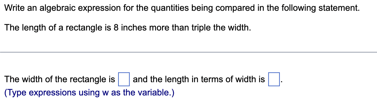 Solved Write an algebraic expression for the quantities | Chegg.com