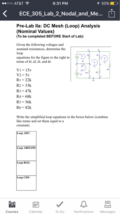 Solved ..ooo AT&T令 6:31 PM 1 5096 ECE-305-Lab-2-Nodal-and-Me | Chegg.com