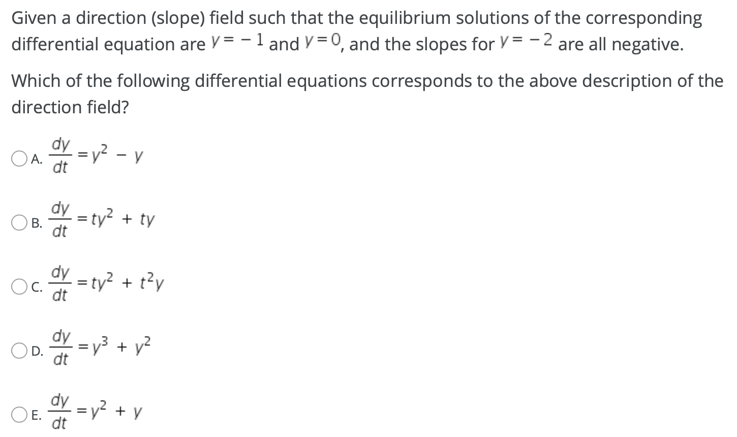Solved Given a direction (slope) field such that the | Chegg.com