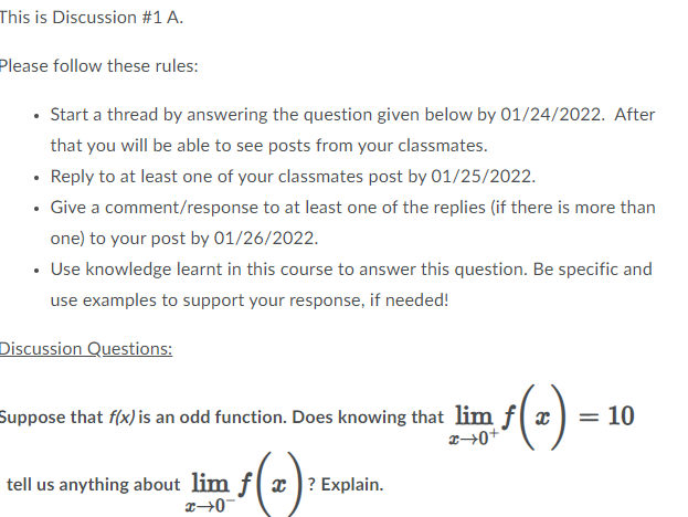Solved This is Discussion #1 A. Please follow these rules: . | Chegg.com