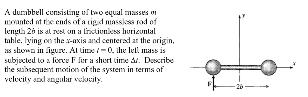 Solved A dumbbell consisting of two equal masses m mounted | Chegg.com Solved A dumbbell consisting of two equal masses m mounted | Chegg.com
