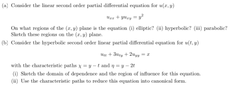 Solved (a) Consider the linear second order partial | Chegg.com