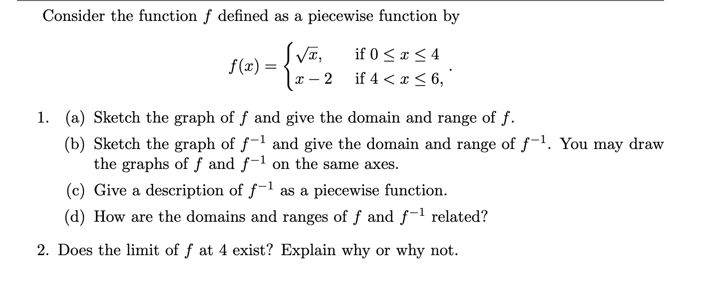 Solved Consider the function f ﻿defined as a piecewise | Chegg.com