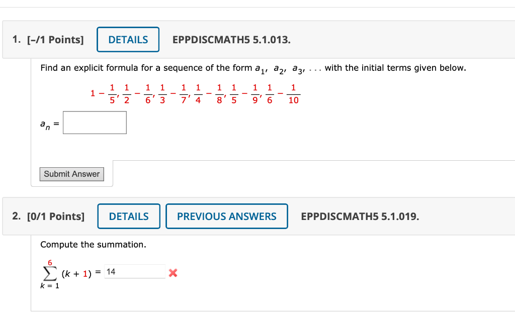 Solved 1. [-/1 Points] DETAILS EPPDISCMATH5 5.1.013. Find an | Chegg.com
