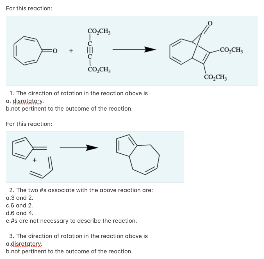 Solved For this reaction: 1. The direction of rotation in | Chegg.com