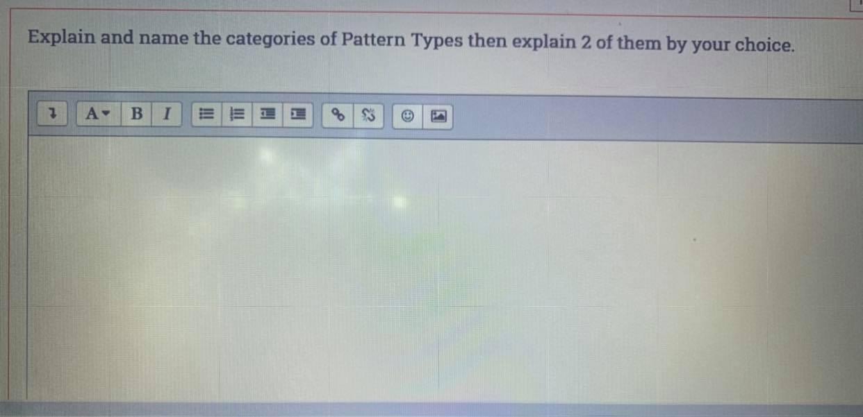 Solved Explain and name the categories of Pattern Types then | Chegg.com