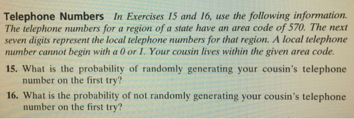 Solved Telephone Numbers In Exercises 15 and 16, use the | Chegg.com