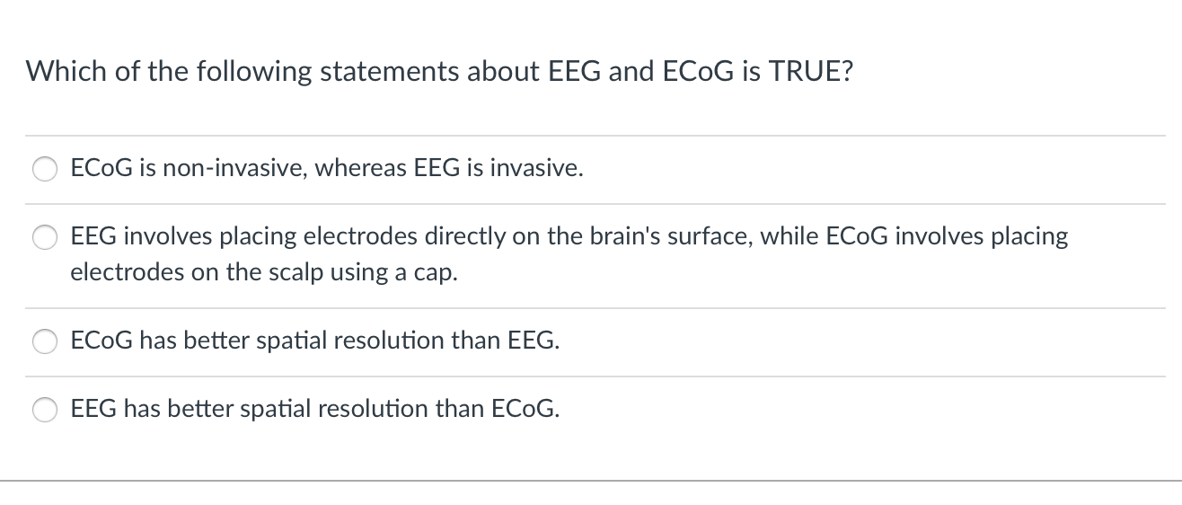 Solved Which of the following statements about EEG and ECOG | Chegg.com