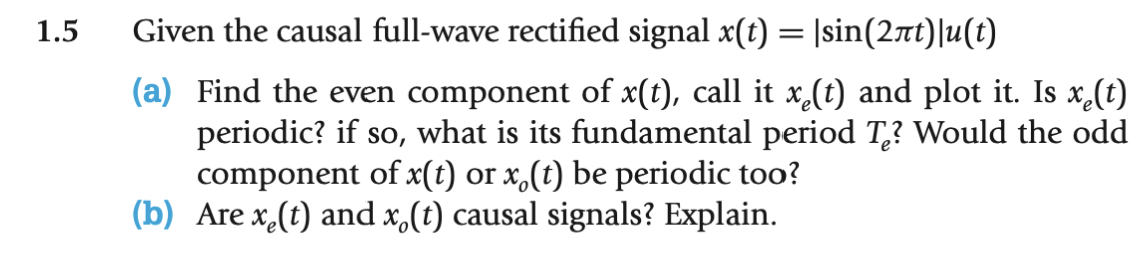 Solved 1.5 Given the causal full-wave rectified signal | Chegg.com
