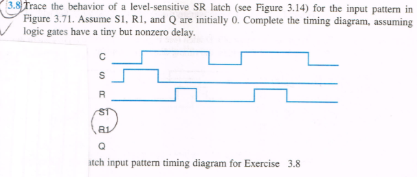 Solved 3.8 Trace the behavior of a level-sensitive SR latch | Chegg.com