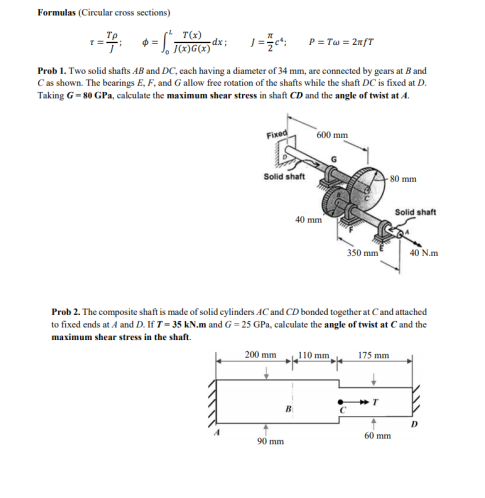 Solved Formulas (Circular cross sections) = =11660dr; P=Tu = | Chegg.com