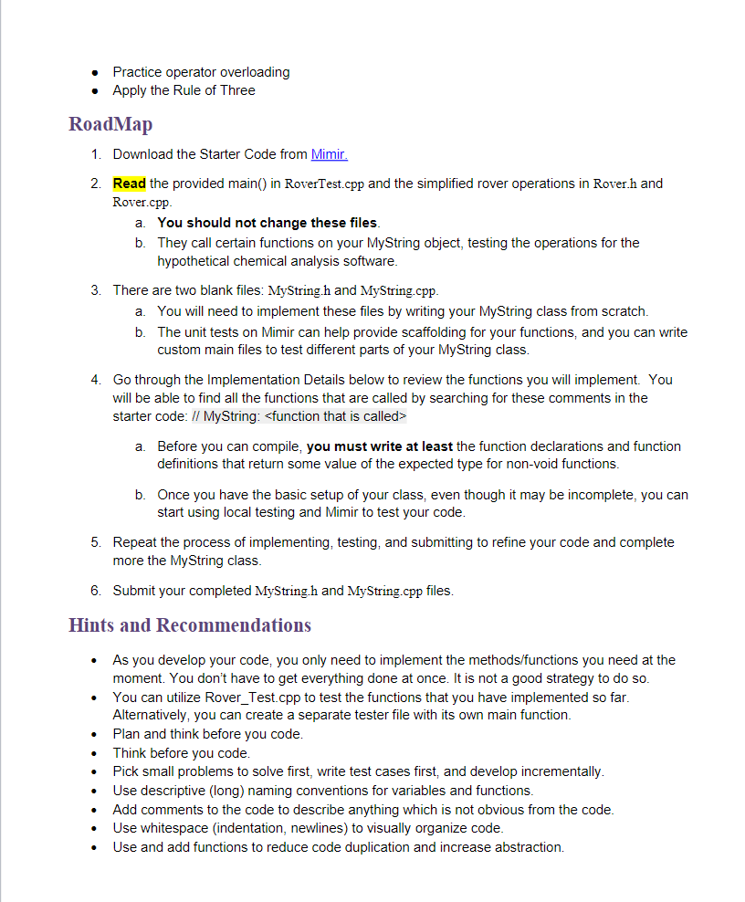 HW: Mars Rover or, More Practicing with Classes and | Chegg.com