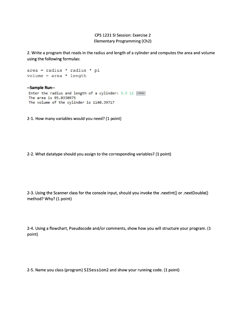 Solved CPS 1231 SI Session: Exercise 2 Elementary | Chegg.com